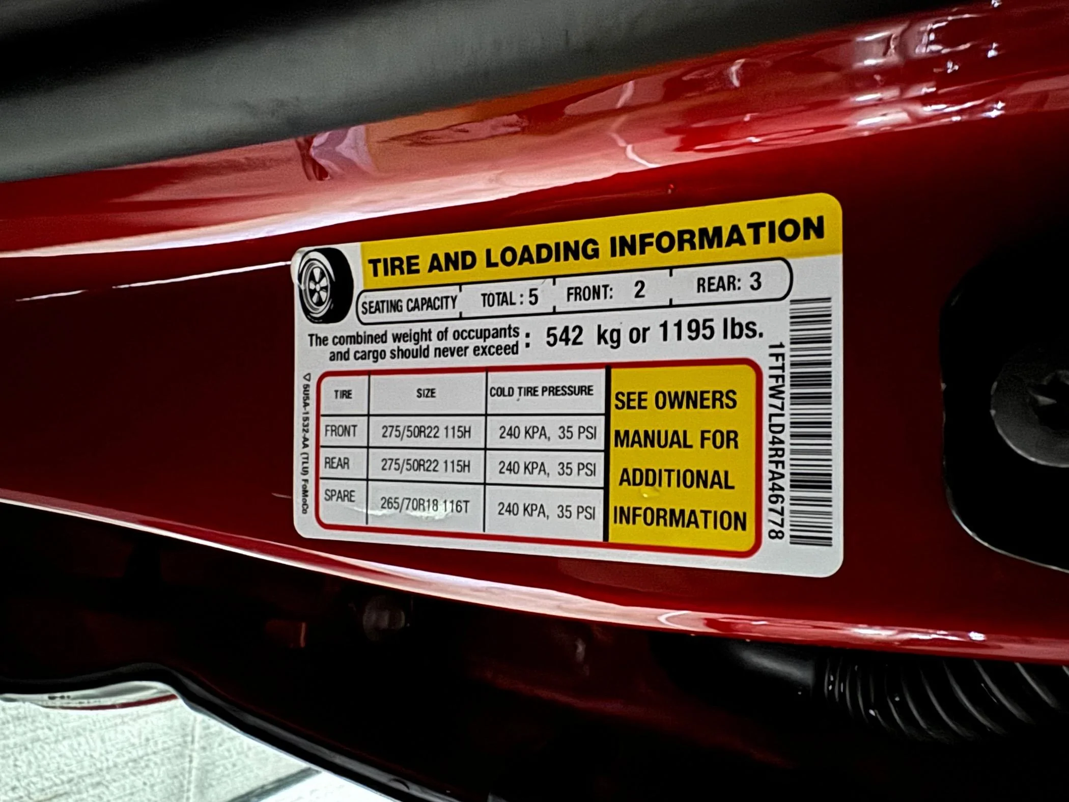 2024 F-150 Platinum Plus payload sticker - 1195 lbs | F150gen14 -- 2021 ...