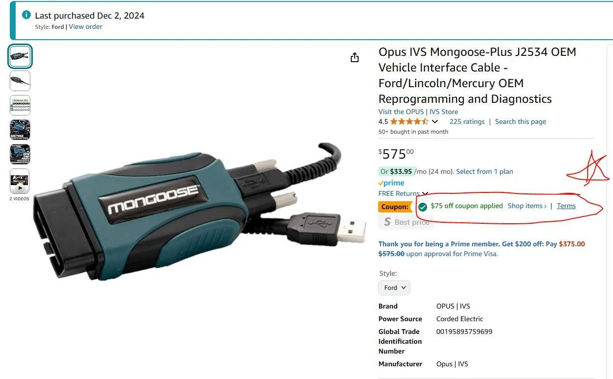 Cyber Monday Amazon $75 off - Opus IVS Mongoose-Plus J2534 OEM Vehicle ...