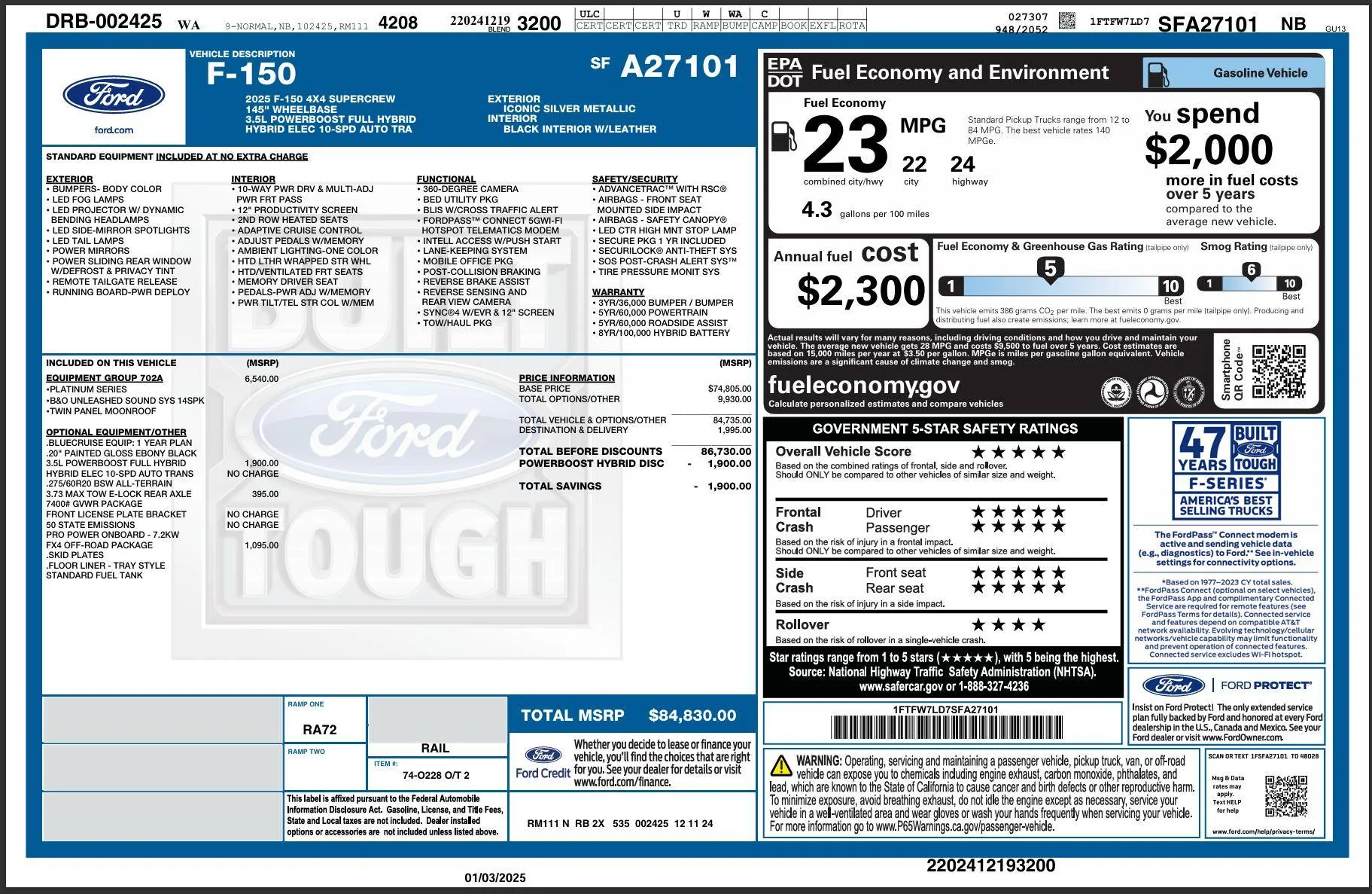 WINDOW STICKER FOR DUMMIES | F150gen14 -- 2021+ Ford F-150, Tremor ...