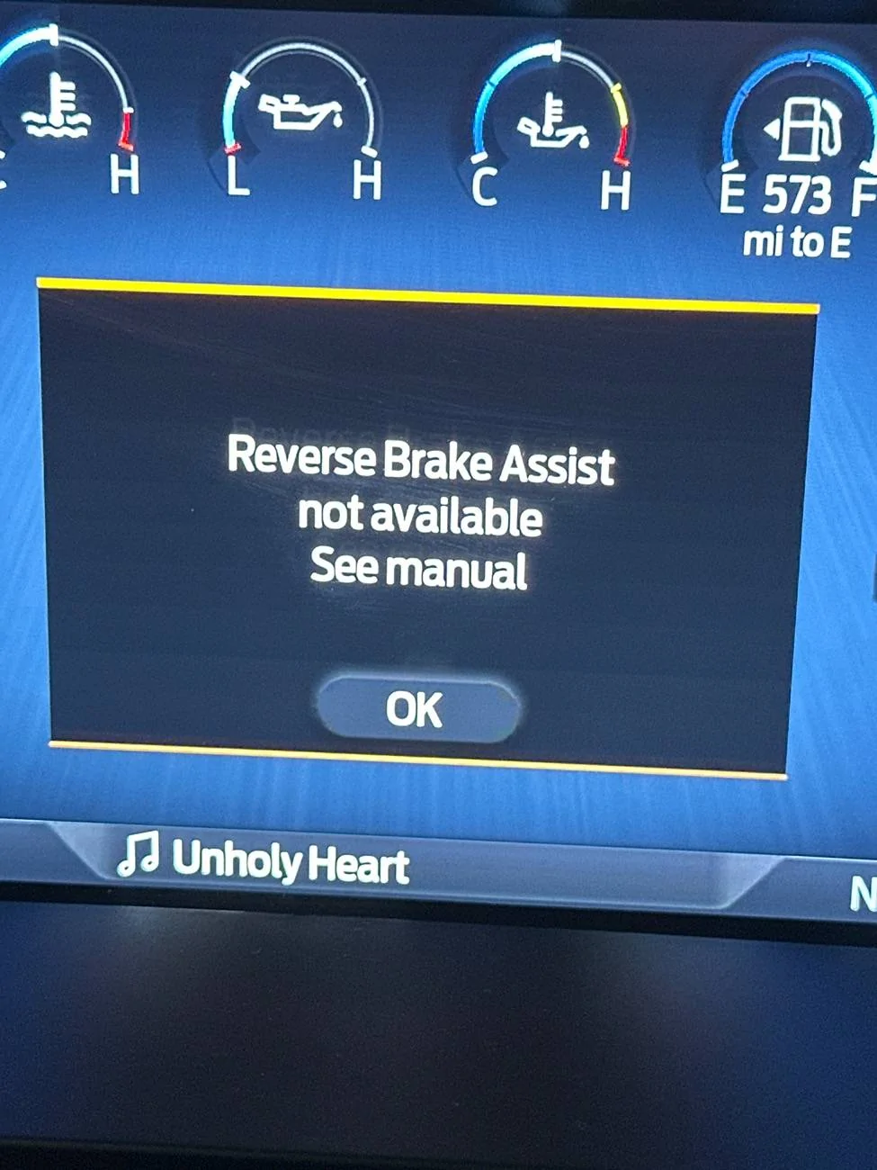 Reverse Brake Assist Not Available See Manual