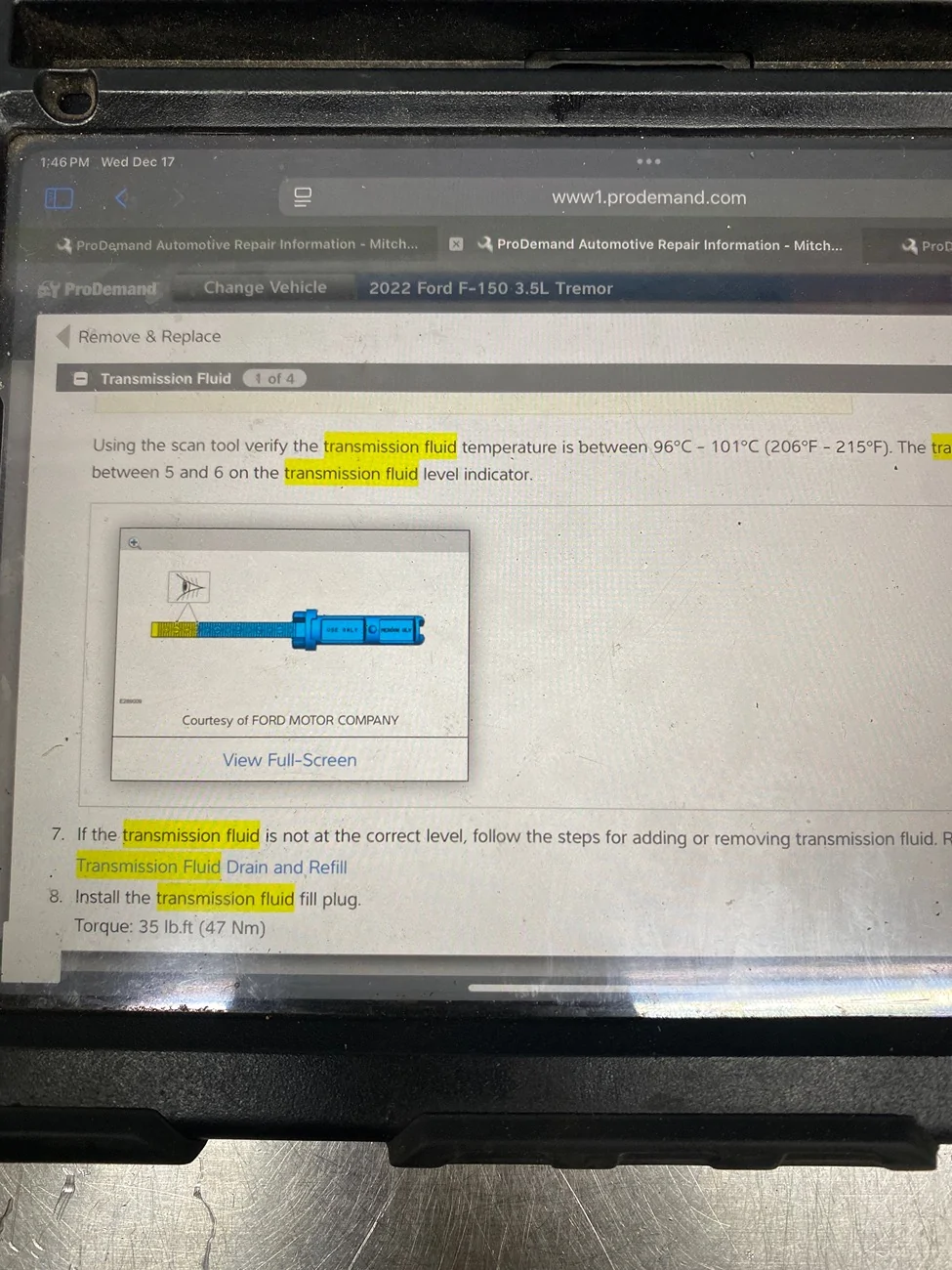 Tremor, 10R80 Fluid Level Discrepancy in ProDemand? | F150gen14 -- 2021 ...