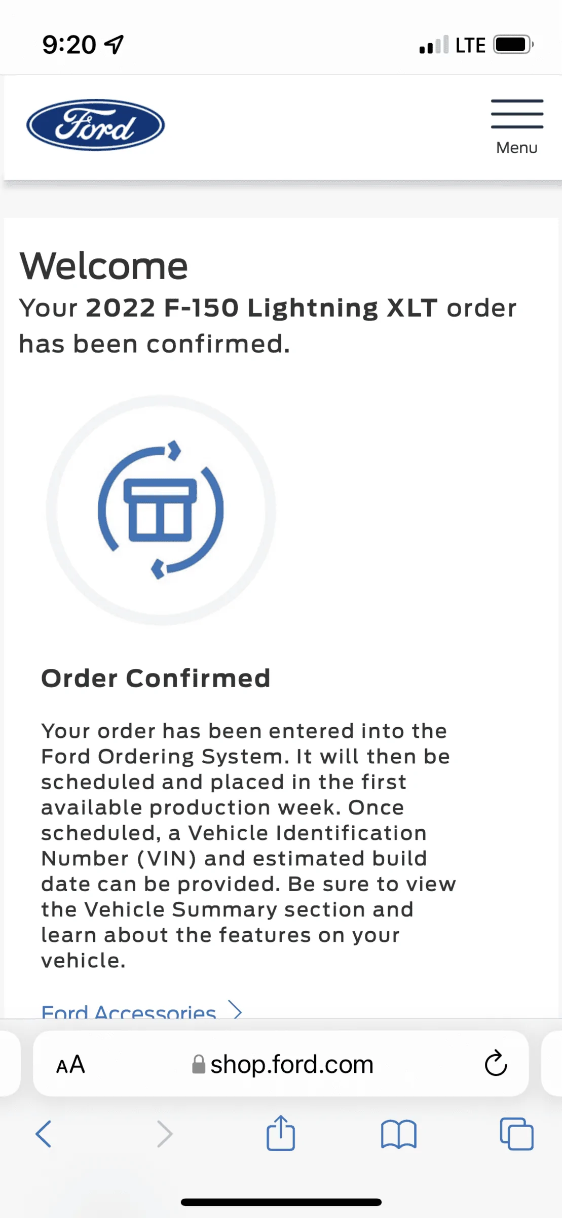 Order Status page is listed Ford F-150 Lightning XLT instead of 3.5L EB ...