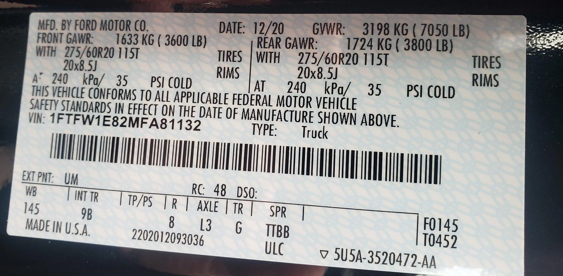 2021 F-150 Payload Stickers | F150gen14 -- 2021+ Ford F-150, Tremor ...