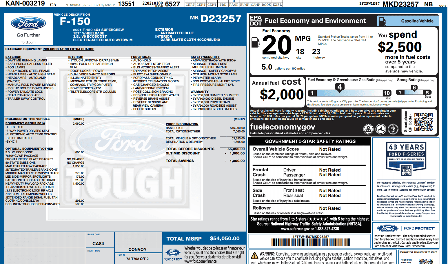 Max Payload Sticker F150 vs F250 gas V8 | F150gen14 -- 2021+ Ford F-150 ...