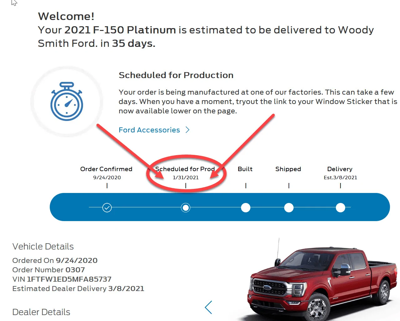 Guide to reading the Ford F-150 Vehicle Order Tracking website ...