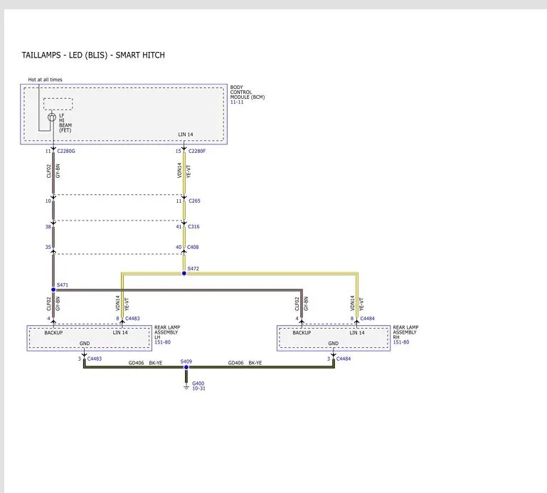Reverse light wire on tail lights for 2022 F150 XLT w/ BLIS and Onboard ...